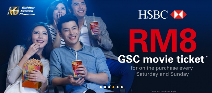 Flat RM8 GSC Movie Ticket with HSBC Credit Card Every Saturday & Sunday