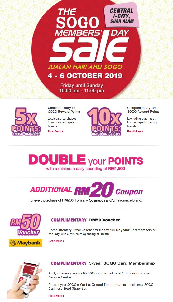 The Sogo i-City Members Day Sale - Up To 10X Points + Free Voucher